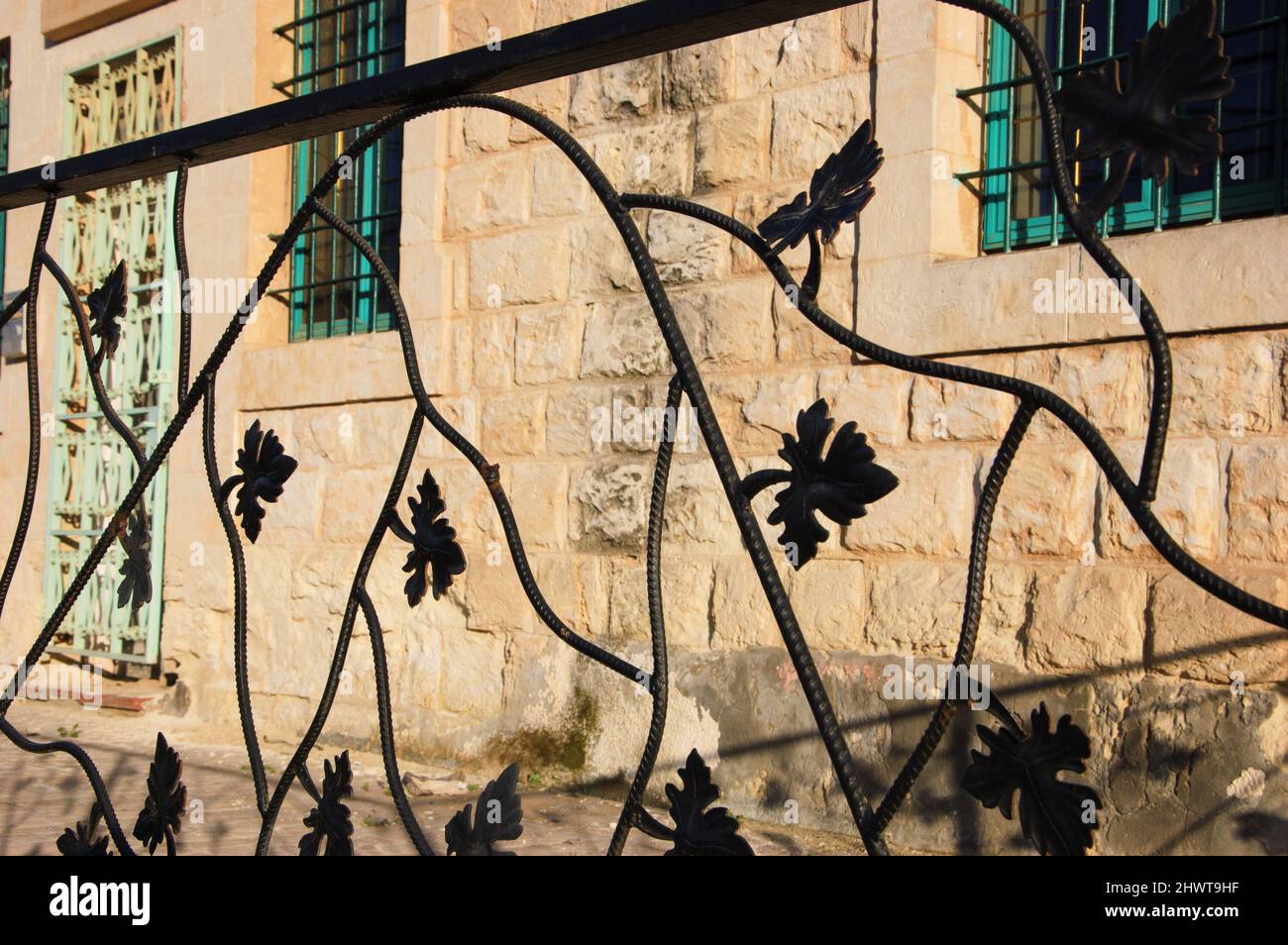 Forging fence railing with vine branches. Architectural detail Stock ...