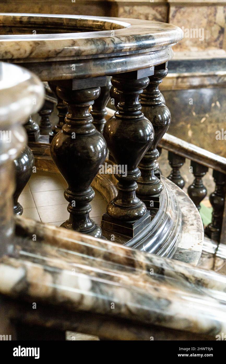 ancient vintage marmoreal marble stairs with balusters daylight Stock ...