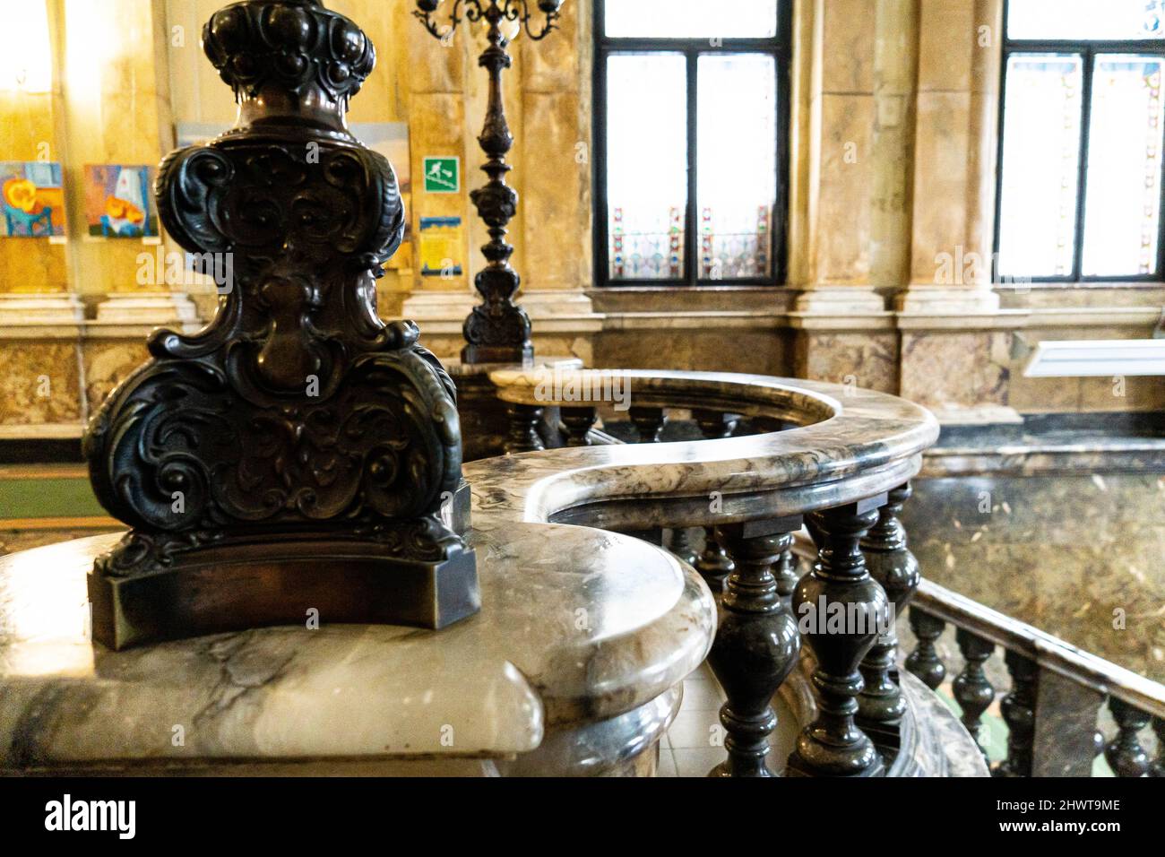 ancient vintage marmoreal marble stairs with balusters daylight Stock ...