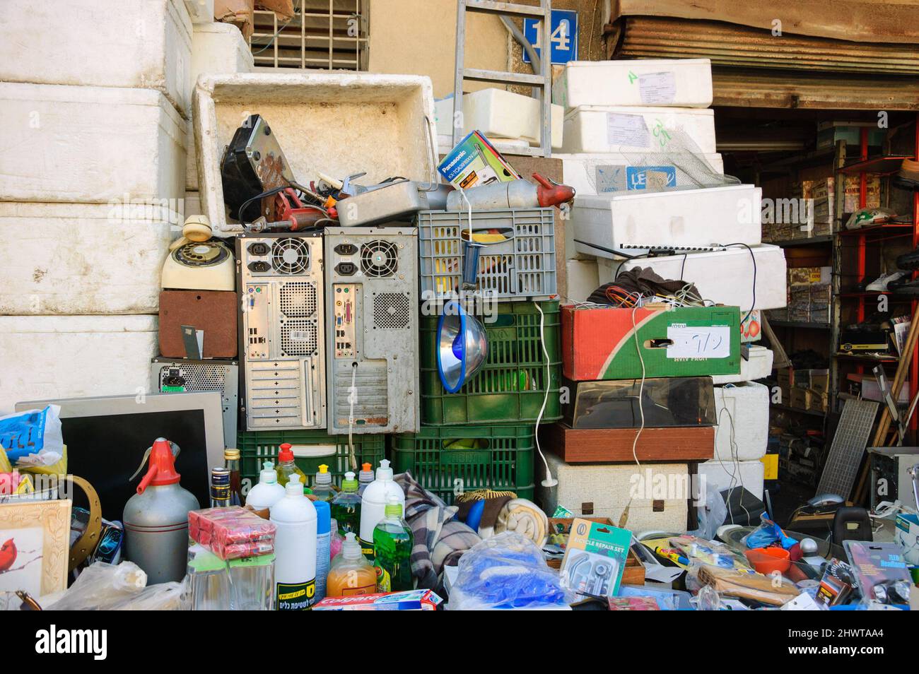 Old computers and other staff at Jaffa flea market which is one of ...