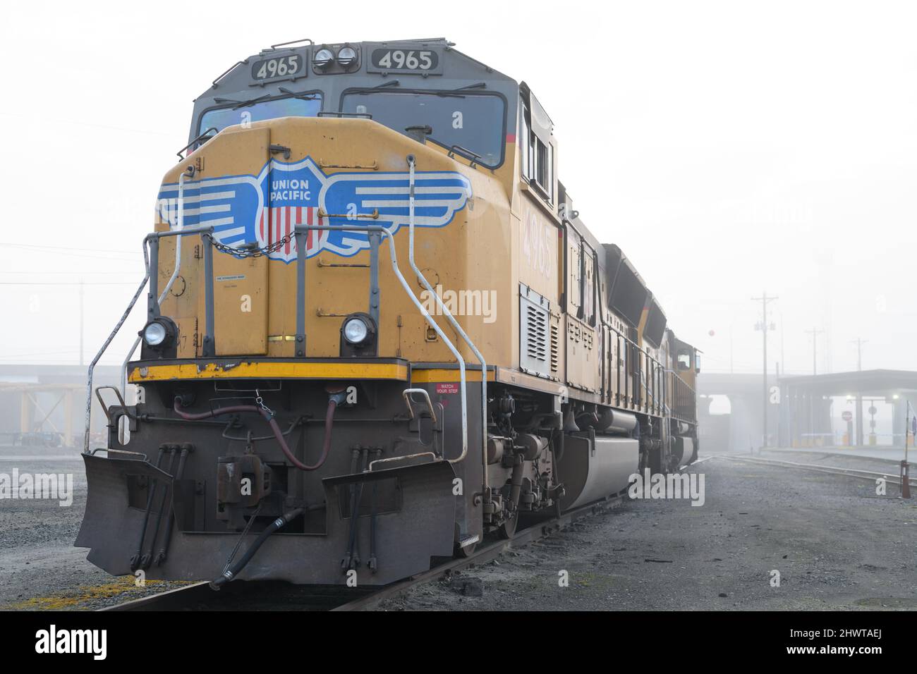 Seattle, WA, USA - March 06, 2022; Union Pacific locomotives in the ...