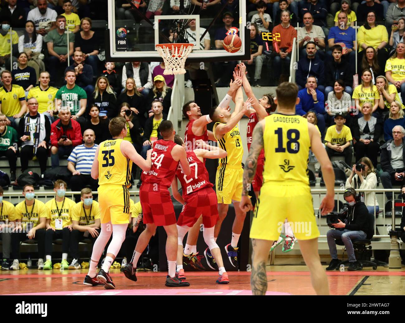 Players during Monday's FIBA World Cup qualifiers match in basketball ...