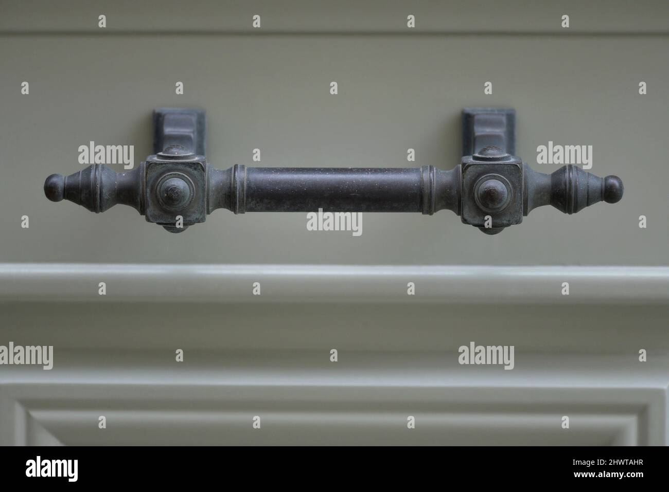 Old Neoclassical house antique white wooden entrance door with a retro ...