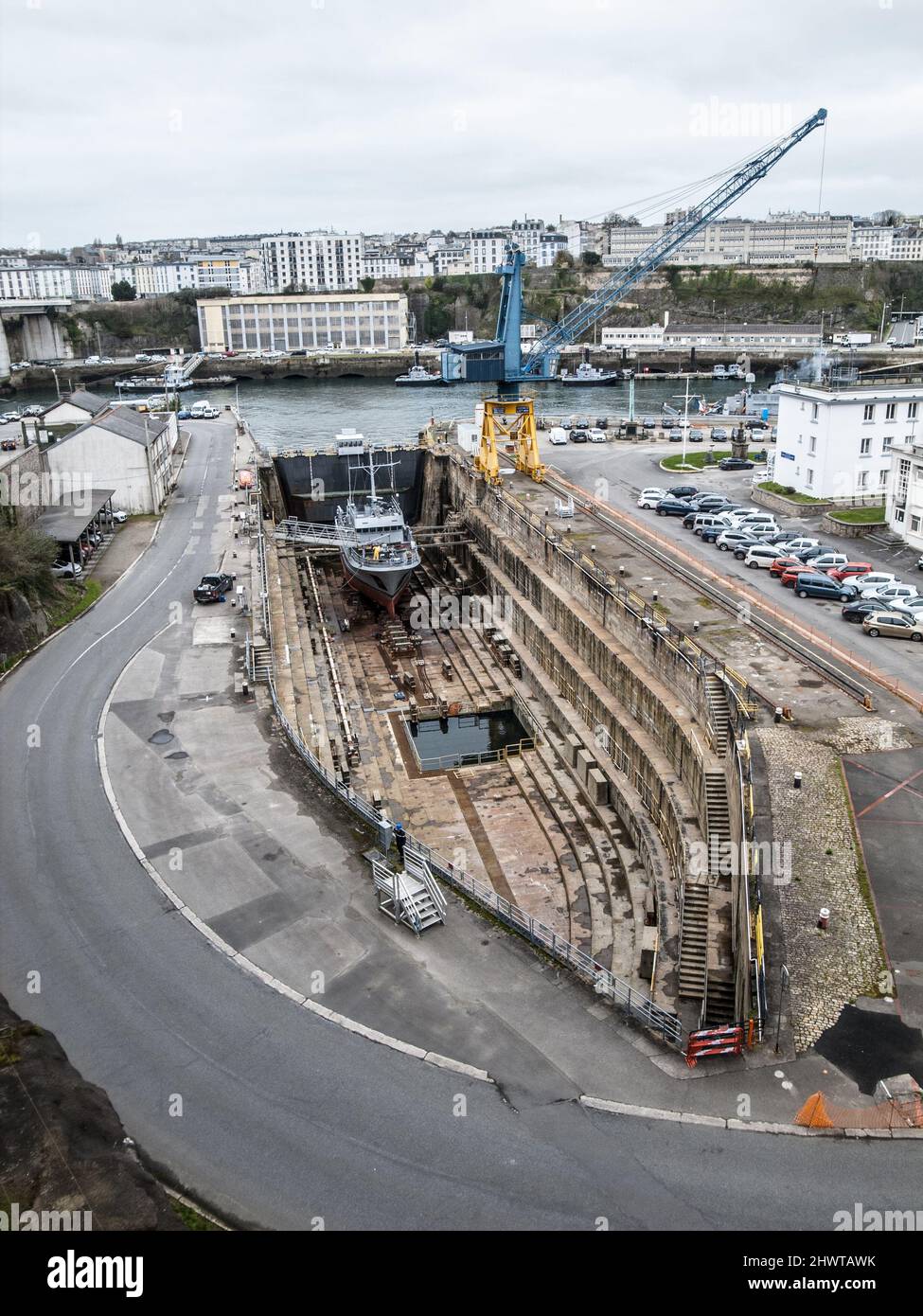 FRENCH NAVY HARBOUR OF BREST BRITTANY FRANCE - DRY DOCK ALONG THE ...