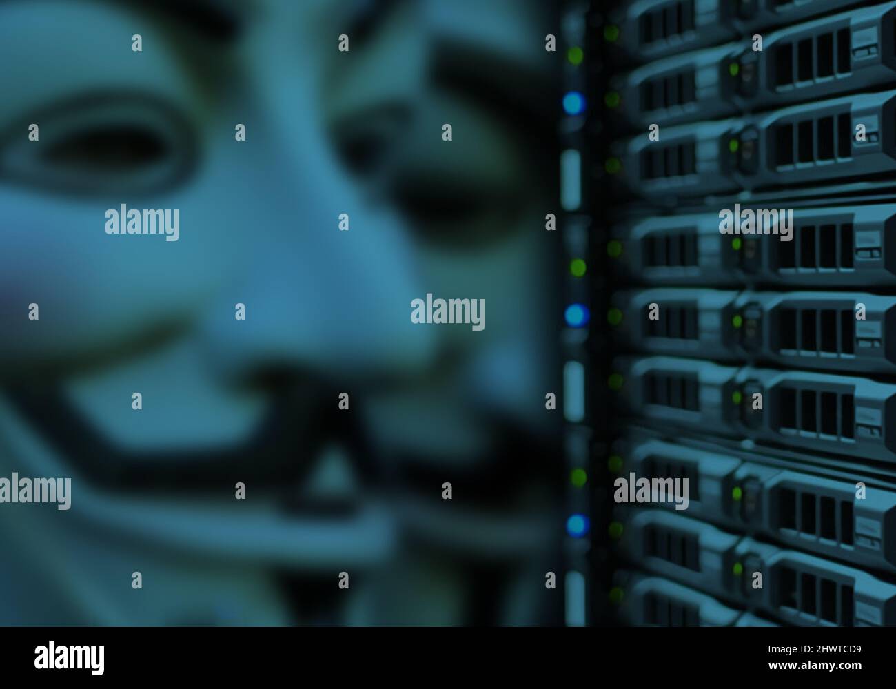 image representing anonymous, cyber attack threat, hacker attack Stock ...