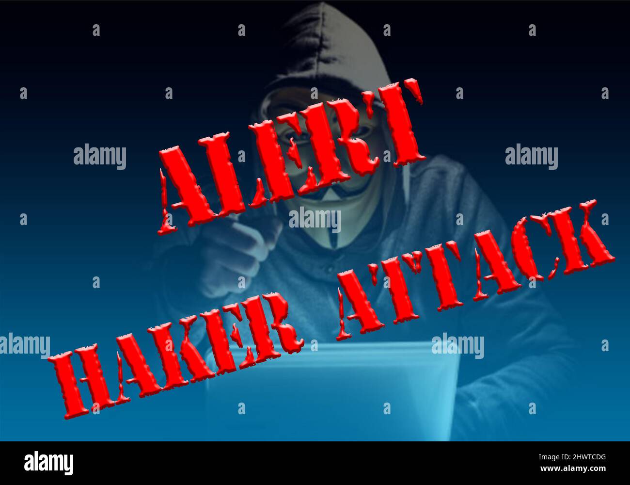 image representing anonymous, cyber attack threat, hacker attack Stock ...
