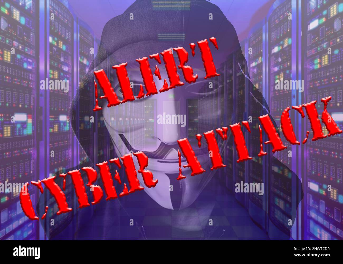 image representing anonymous, cyber attack threat, hacker attack Stock ...