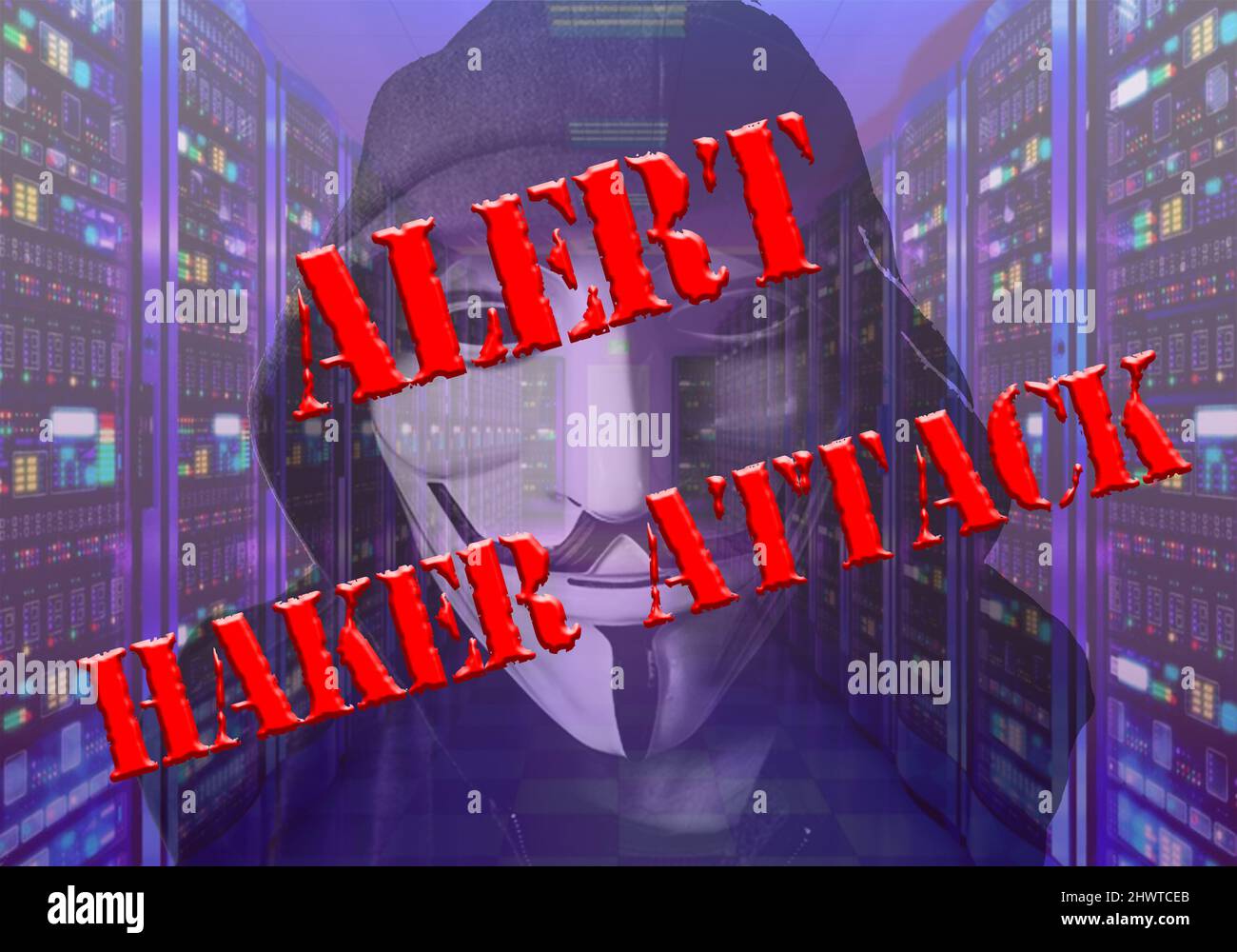 image representing anonymous, cyber attack threat, hacker attack Stock ...