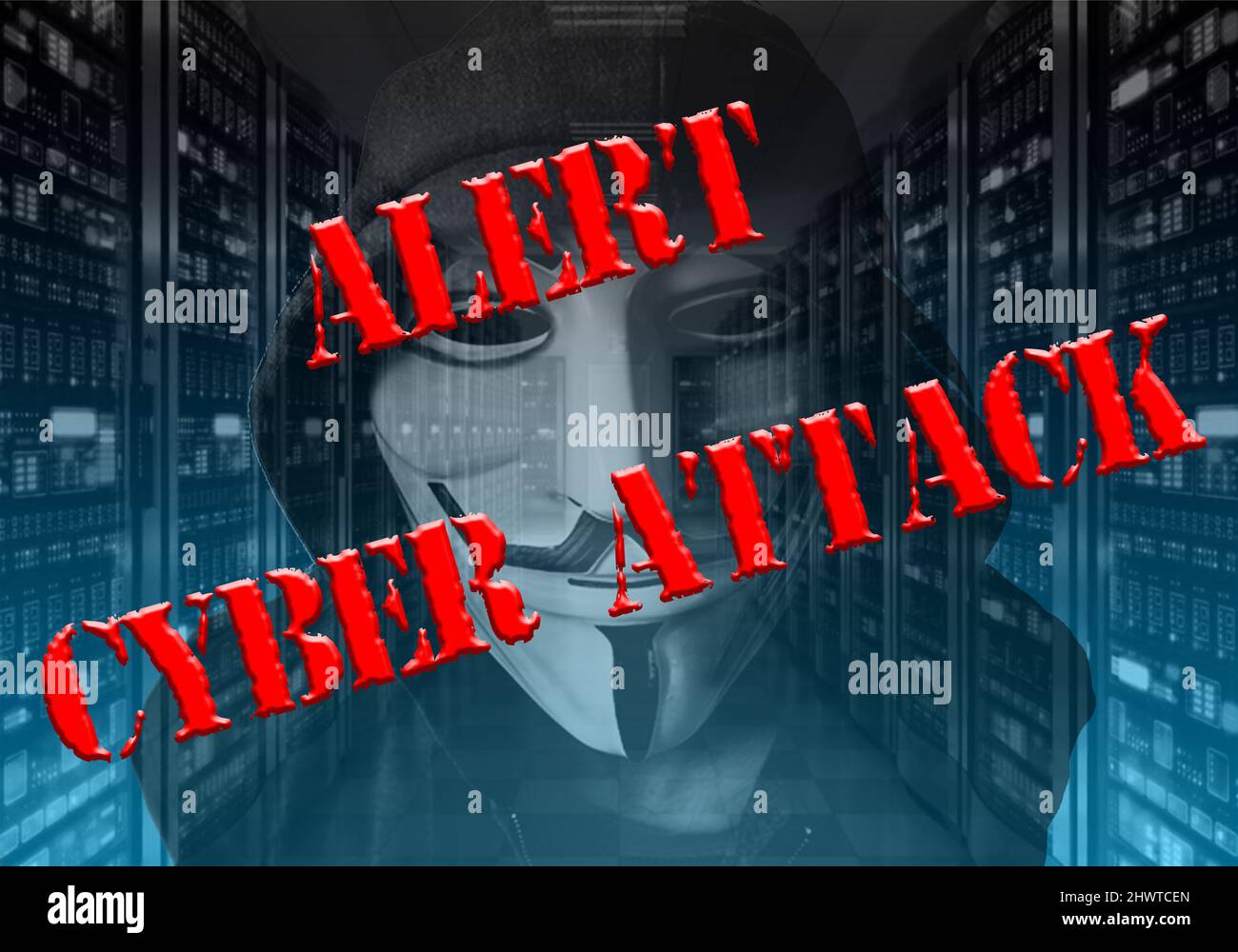 image representing anonymous, cyber attack threat, hacker attack Stock ...