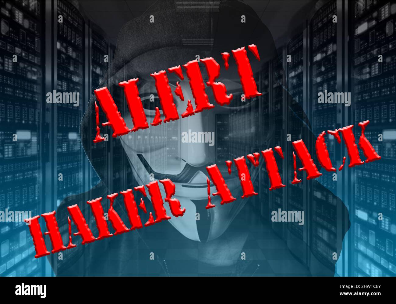 image representing anonymous, cyber attack threat, hacker attack Stock ...