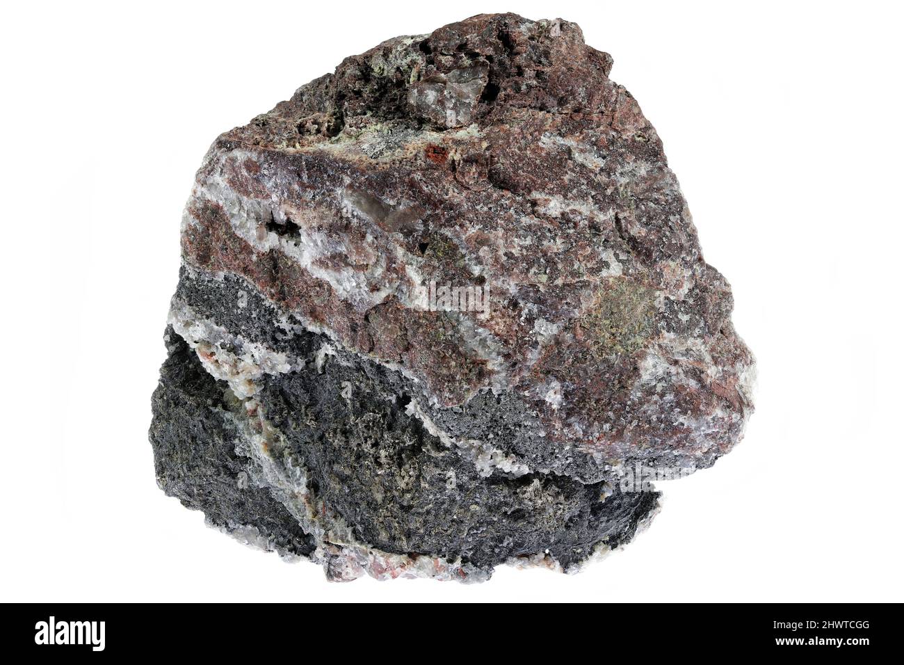 native bismuth in quartz from Schlema, Germany isolated on white ...