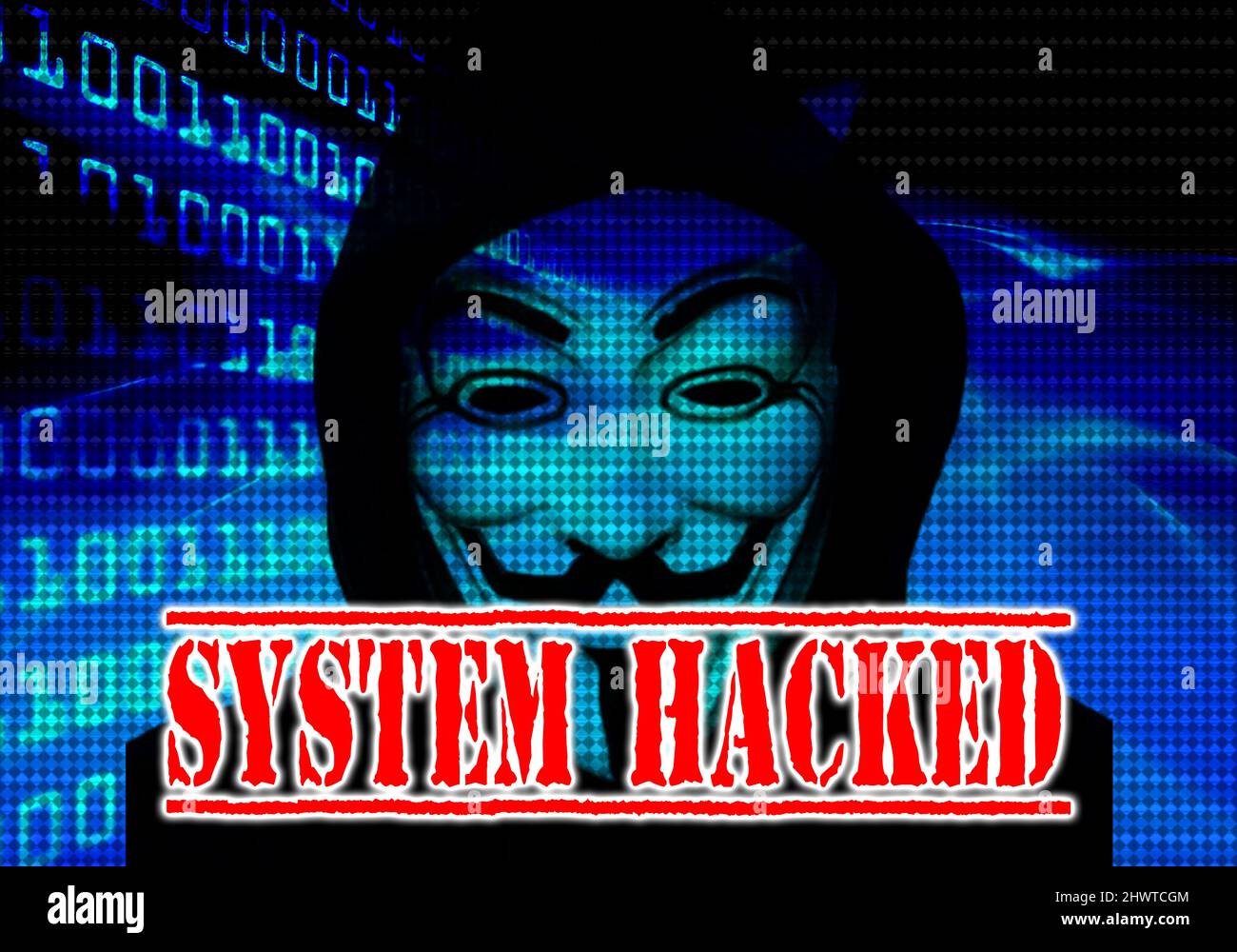 image representing anonymous, cyber attack threat, hacker attack Stock ...