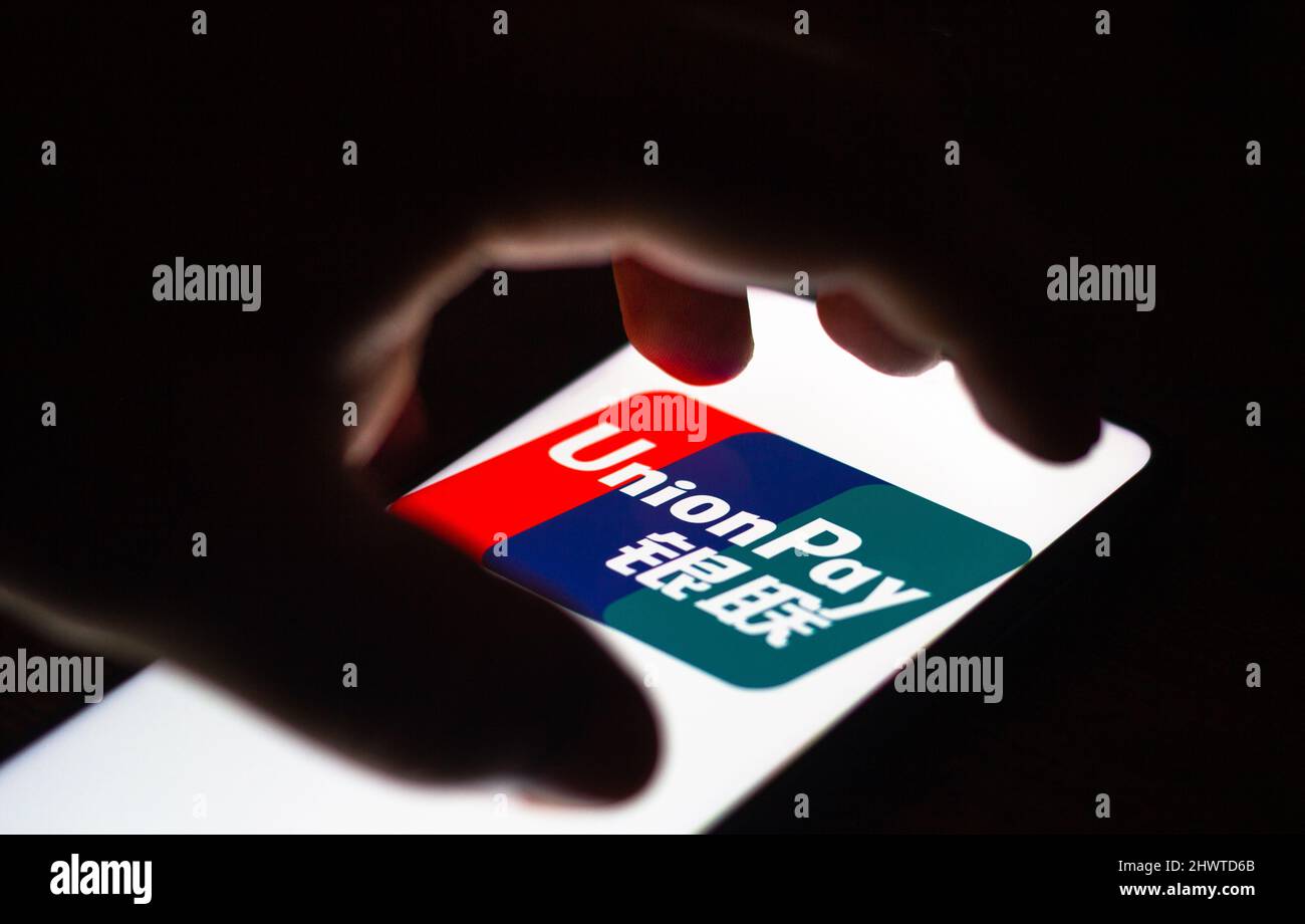 In this photo illustration, the UnionPay (CUP) logo is displayed on a ...
