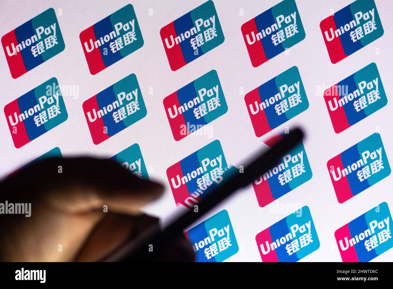 In this photo illustration the UnionPay (CUP) logo seen in the ...