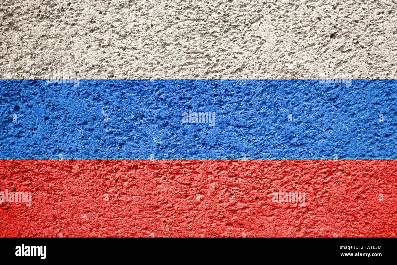 Russia flag. Painted stucco wall Stock Photo - Alamy