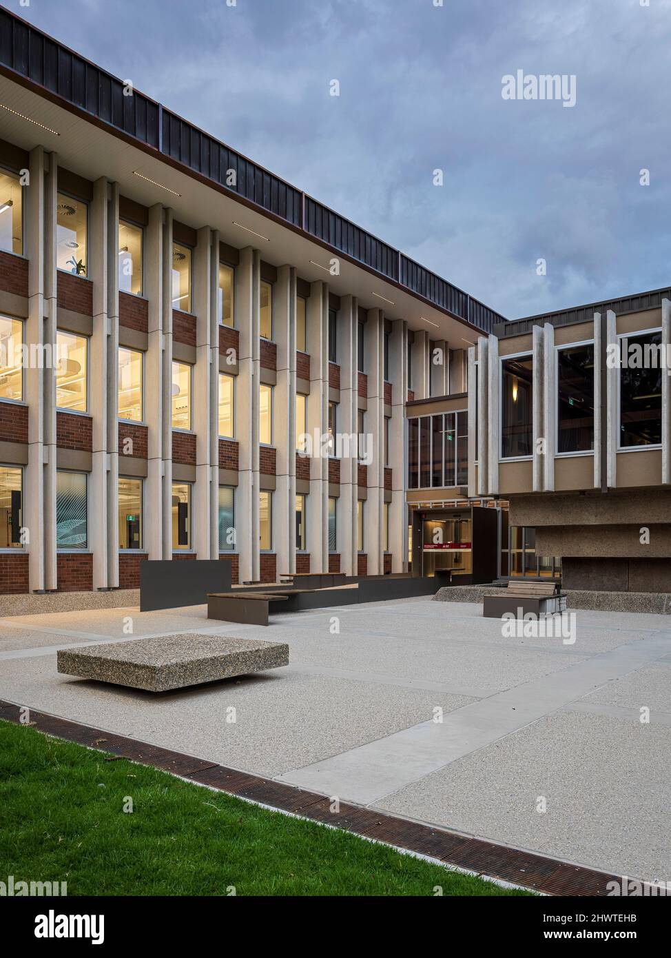 Entrance and link between main building and annex building with ...