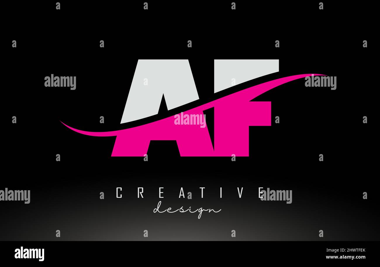 AF A F White and Pink Letter Logo with Swoosh and Curved Lines Stock ...