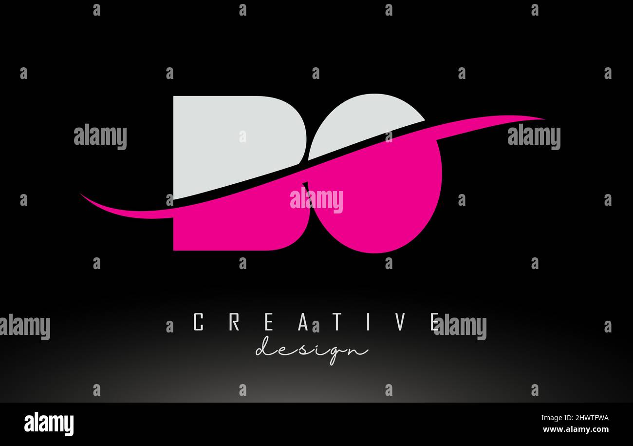 BO B O White and Pink Letter Logo with Swoosh and Curved Lines Stock ...