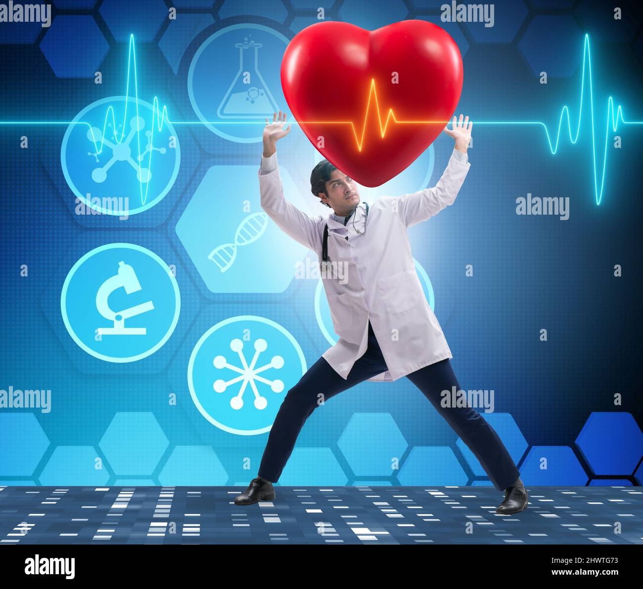 The doctor cardiologist supporting cardiogram heart line Stock Photo ...