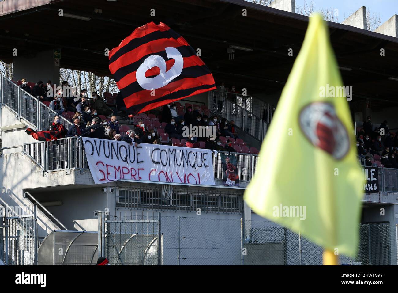 Vismara stadium, Milan, Italy, March 06, 2022, AC Milan fans wave a ...