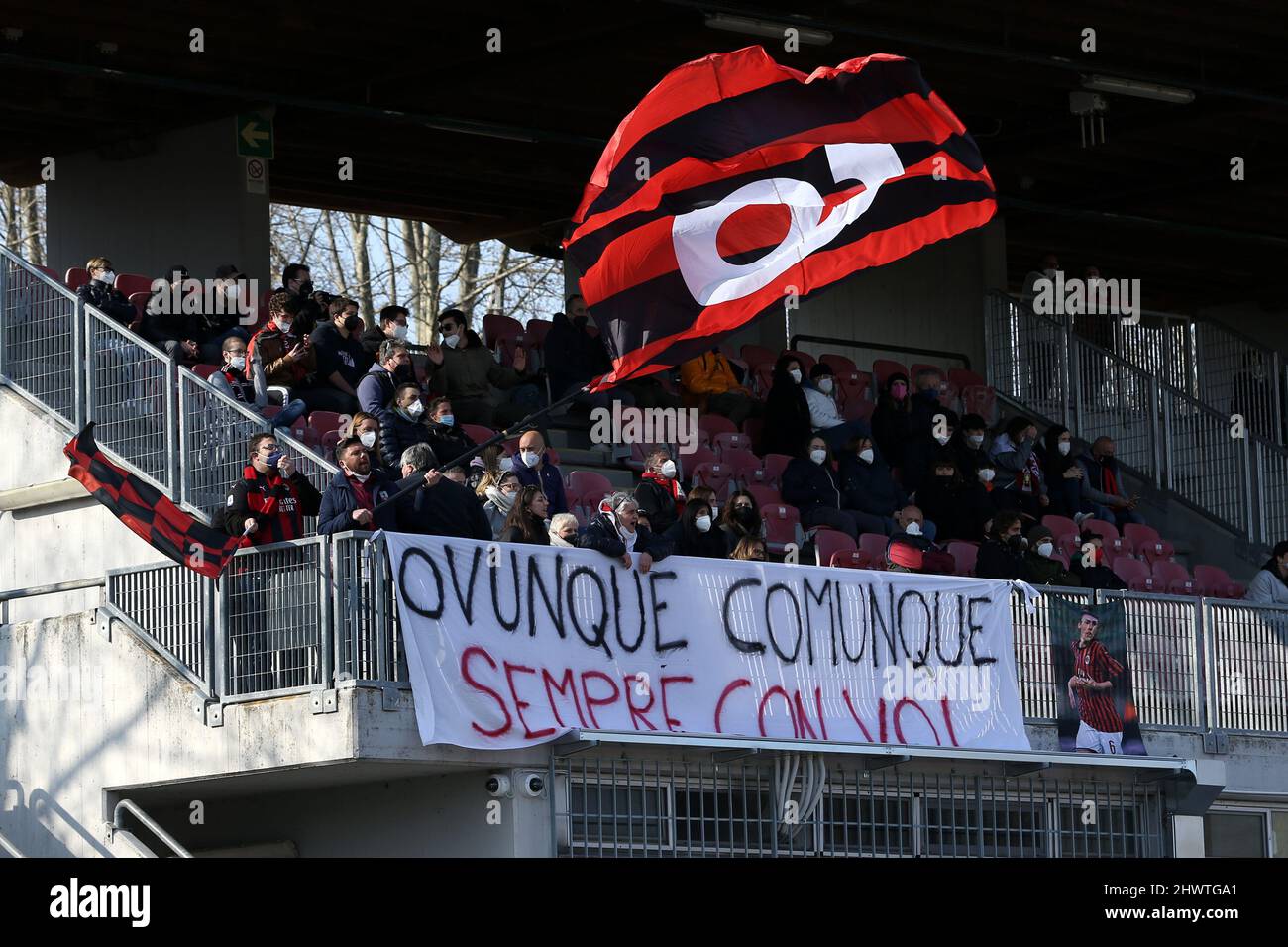 Vismara stadium, Milan, Italy, March 06, 2022, AC Milan fans wave a ...