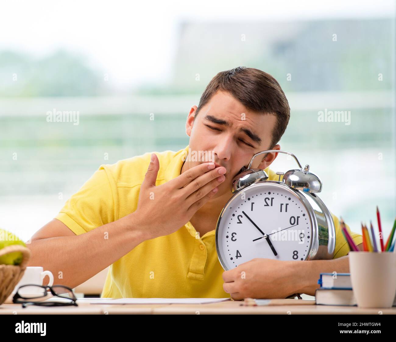 The student missing deadlines for exam preparation Stock Photo - Alamy