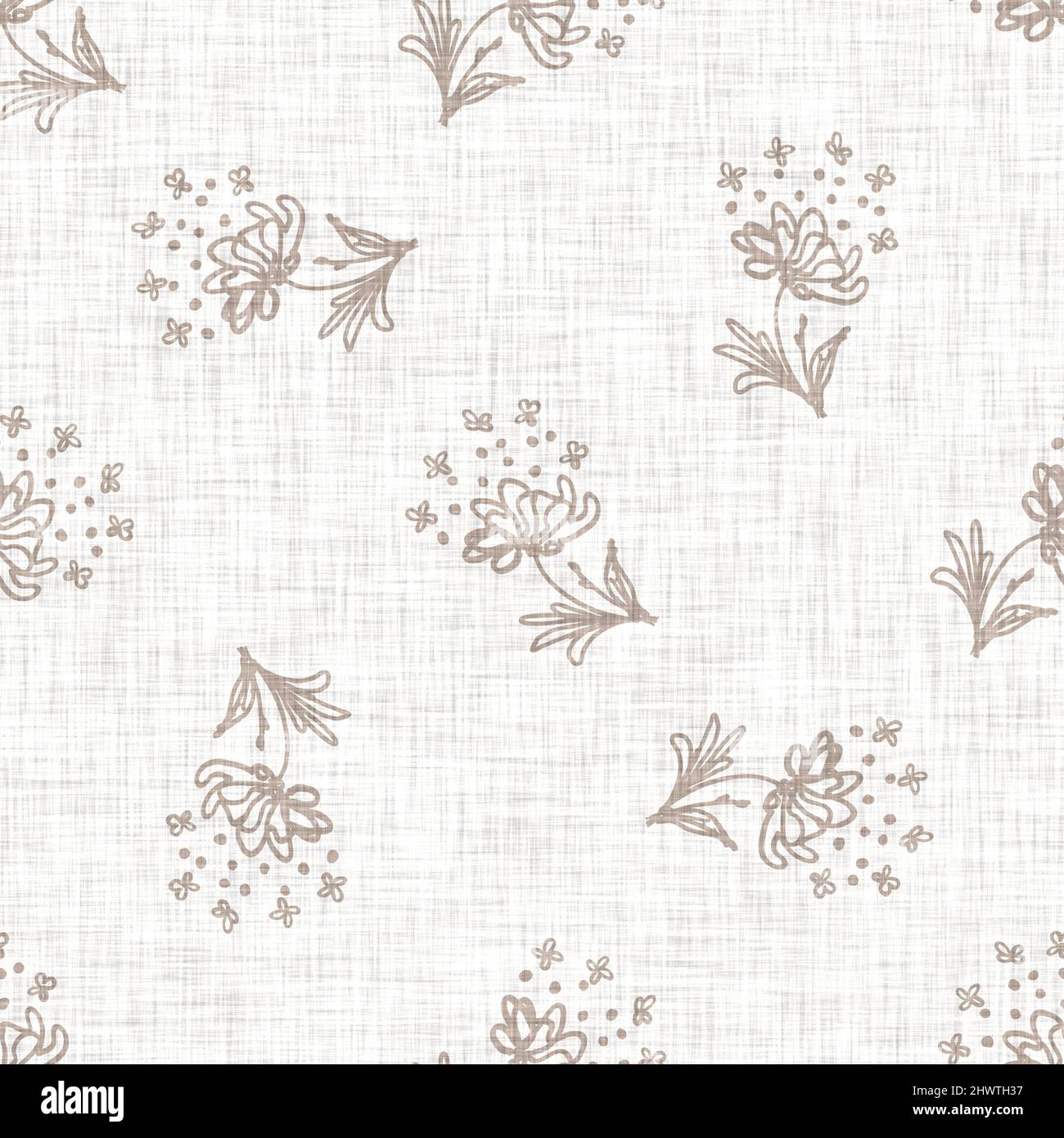 Seamless minimalist doodle flower pattern background. Calm two tone ...