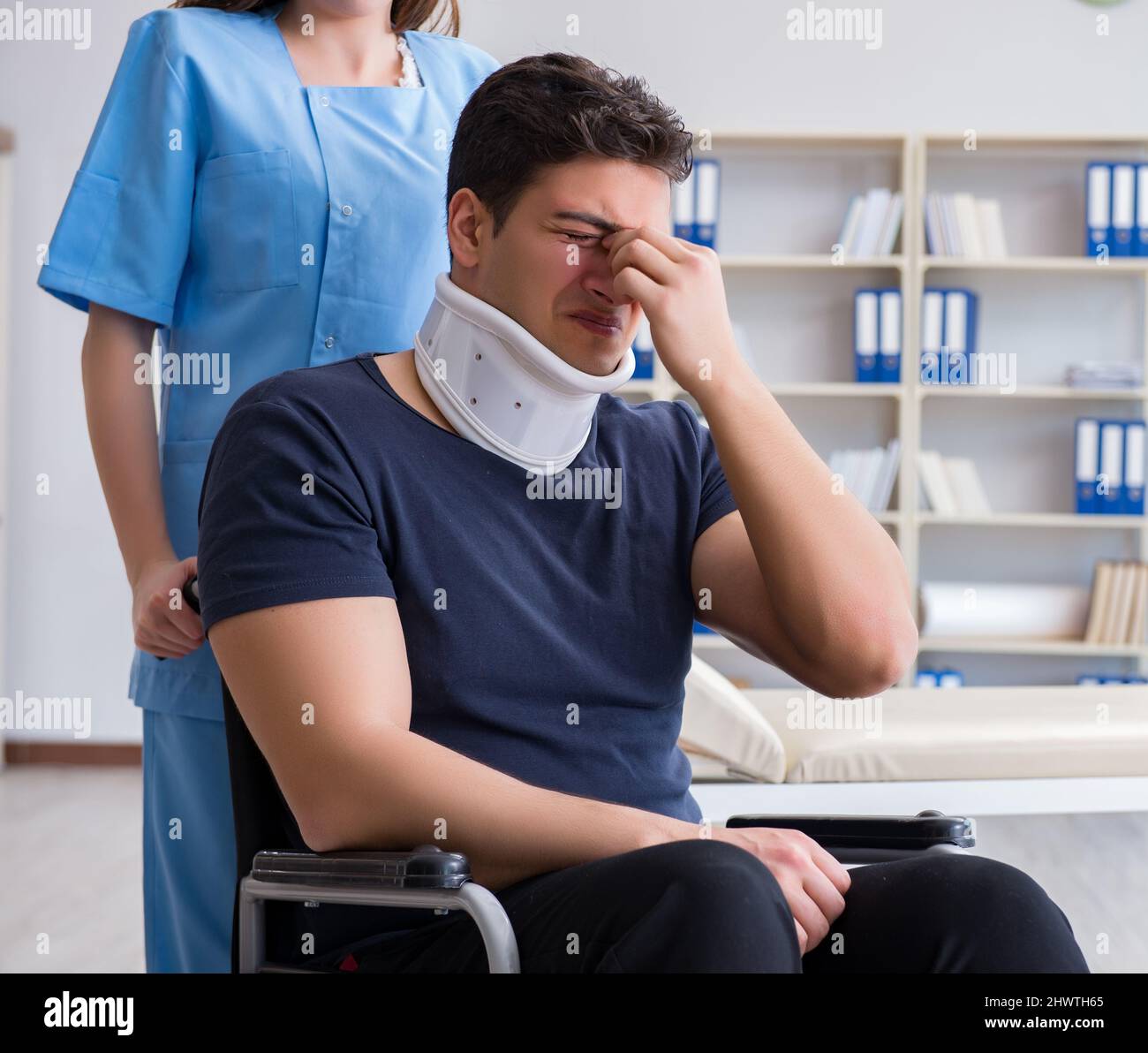 Disabled painful man neck hi-res stock photography and images - Alamy