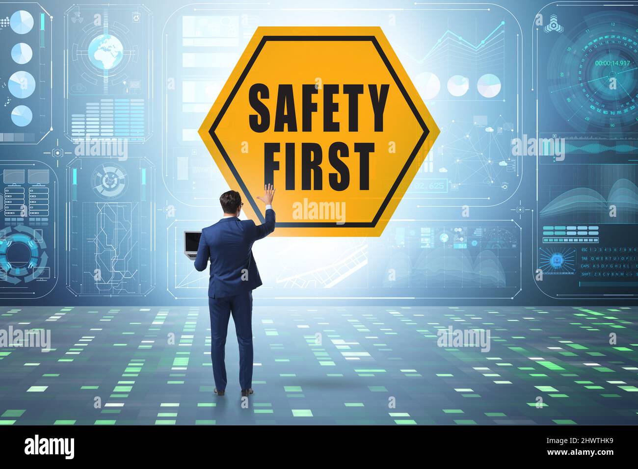 Safety first concept with the businessman Stock Photo - Alamy