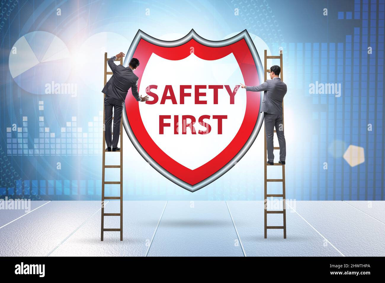 Safety first concept with the businessman Stock Photo - Alamy