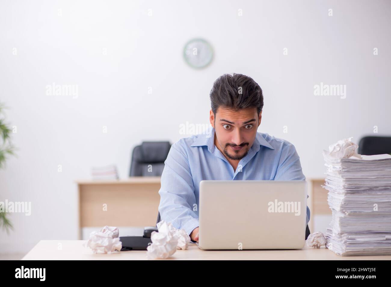 Young businessman employee rejecting new ideas in the office Stock ...