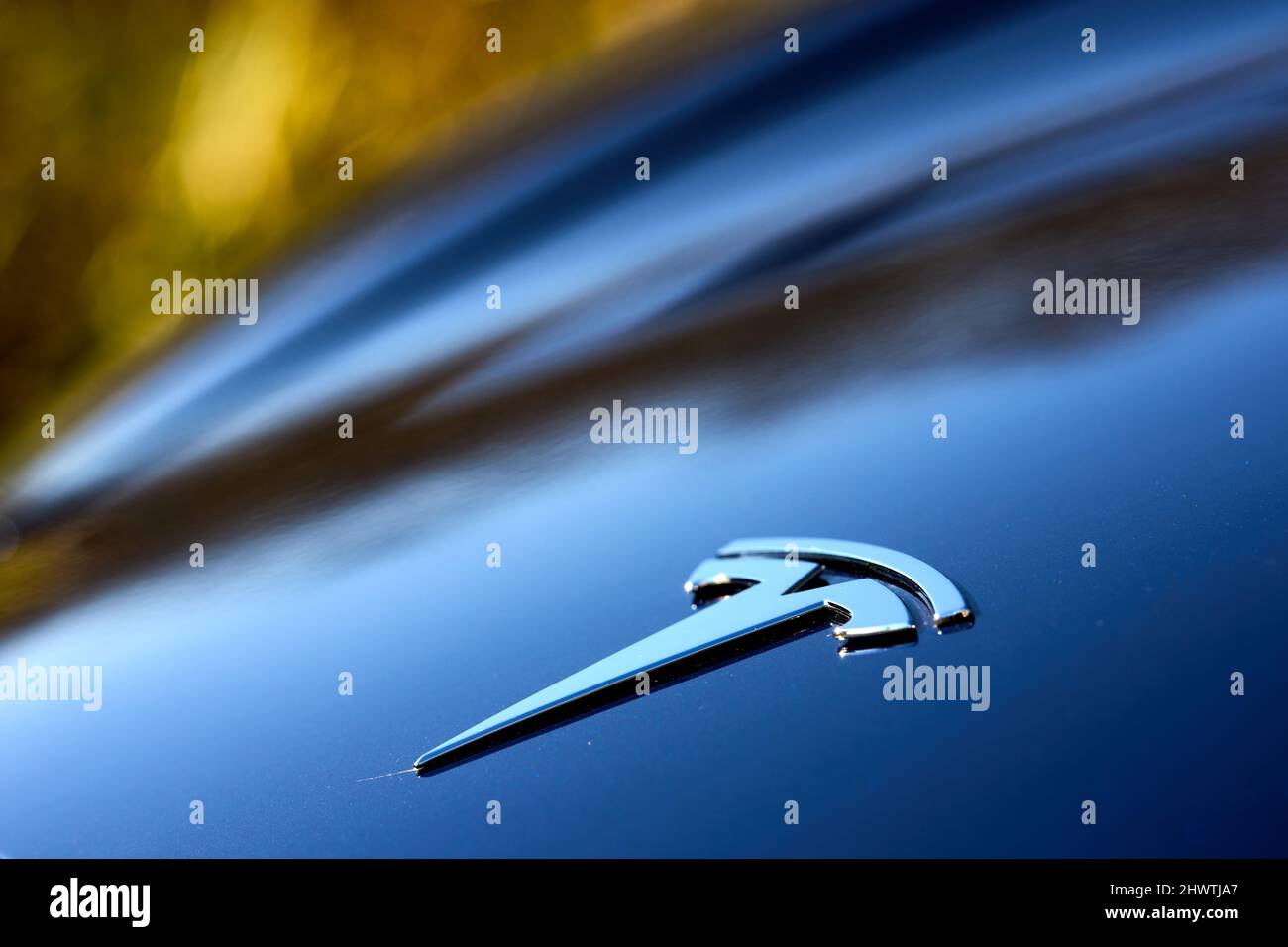 The Tesla logo on a electric vehicle in London. Picture date: Monday ...