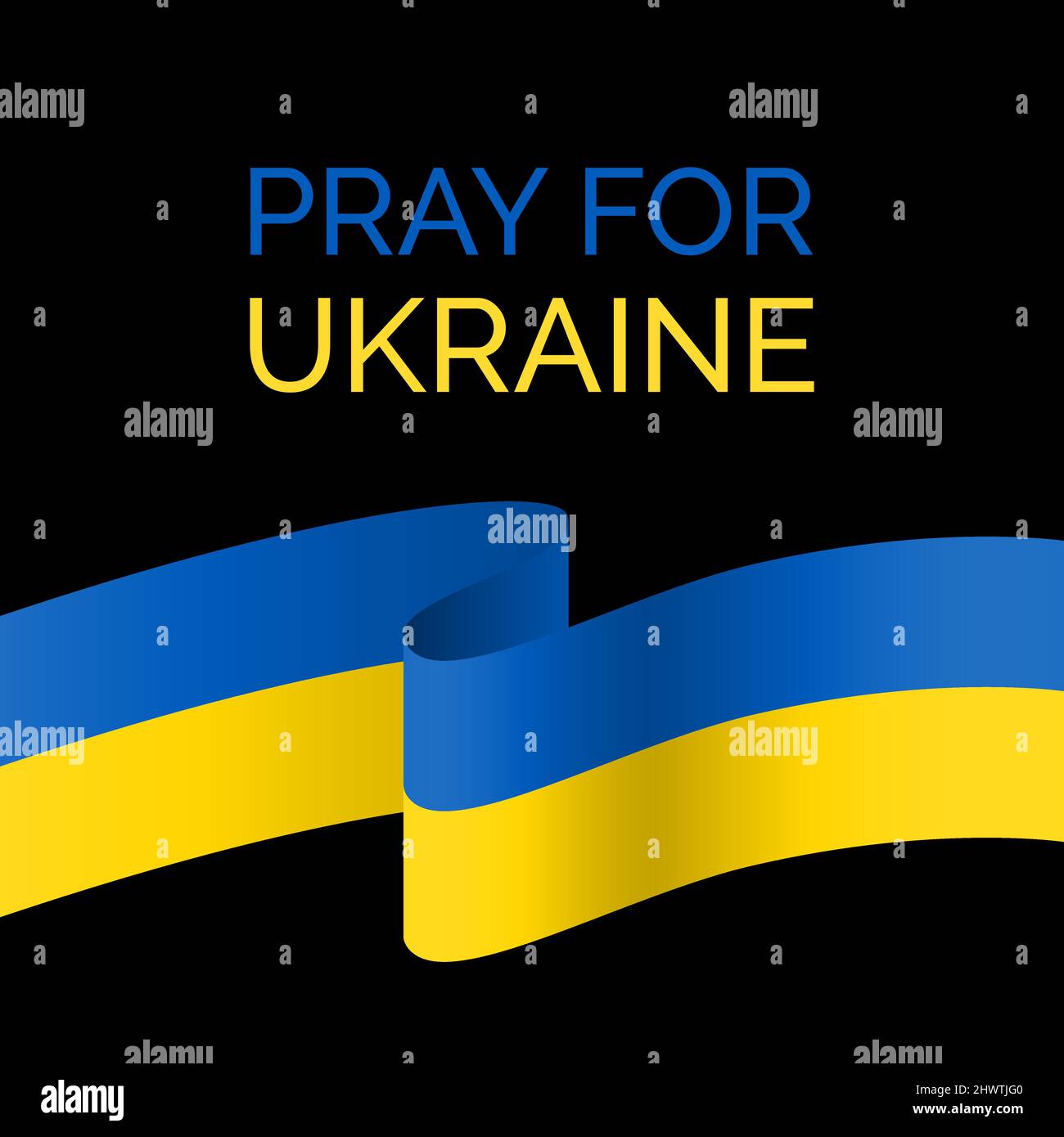 Pray for Ukraine. Vector banner with ukrainian flag and text Stock ...