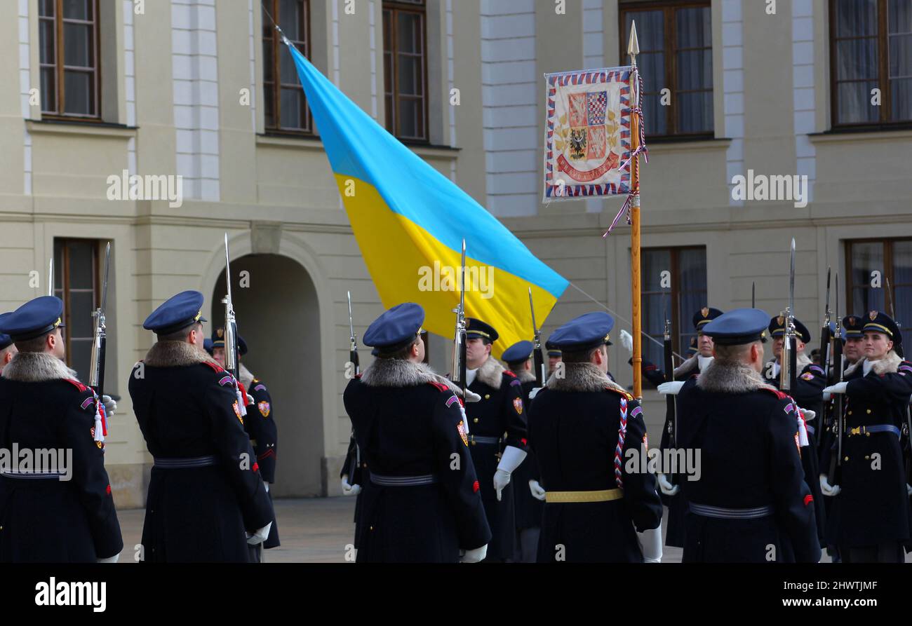 Prague Castle, presidential seat, hoisted Ukraine's flag at noon to ...