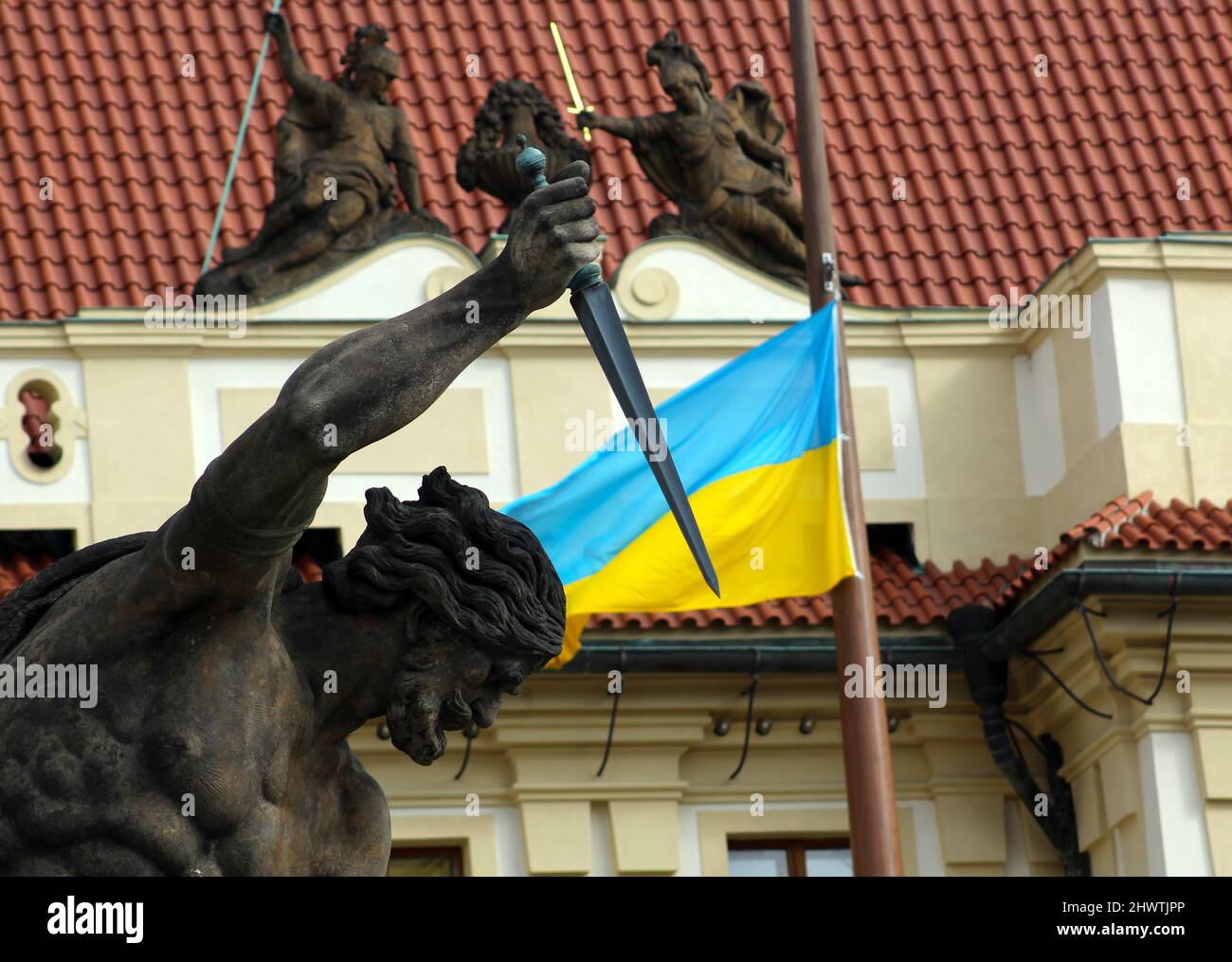 Prague Castle, presidential seat, hoisted Ukraine's flag at noon to ...