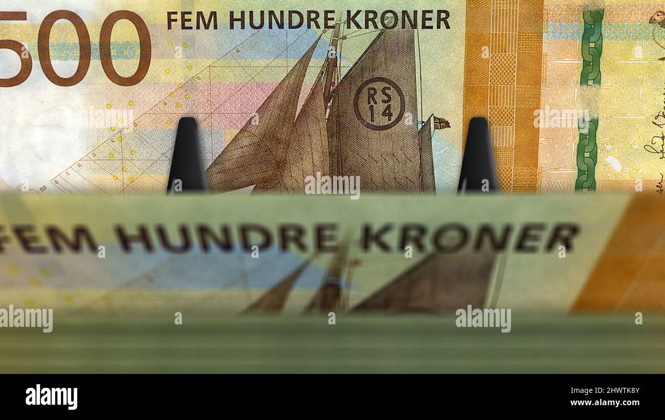Norwegian Krone money pack 3d illustration. NOK banknote bundle stacks ...
