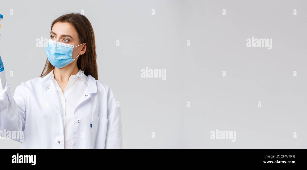 Covid-19, medical research, diagnosis, healthcare workers concept ...