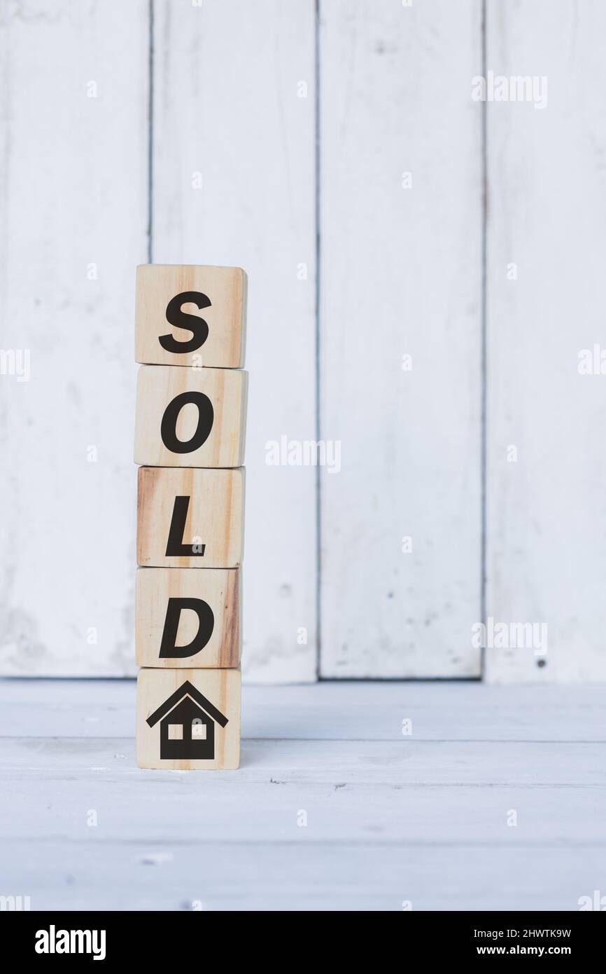 sold word or concept on wooden blocks, white wood background Stock ...