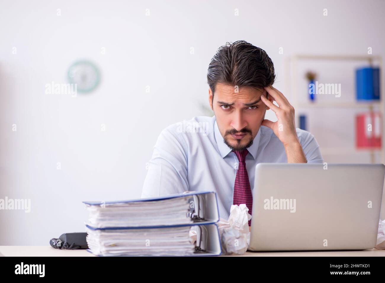 Young businessman employee in rejected ideas concept Stock Photo - Alamy