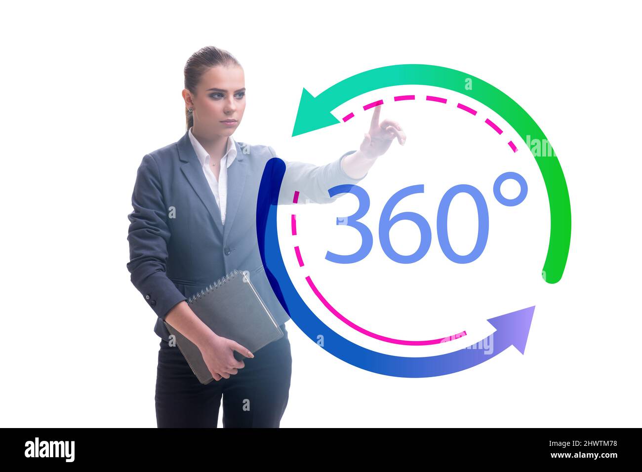 360 degree concept with the businesswoman Stock Photo - Alamy