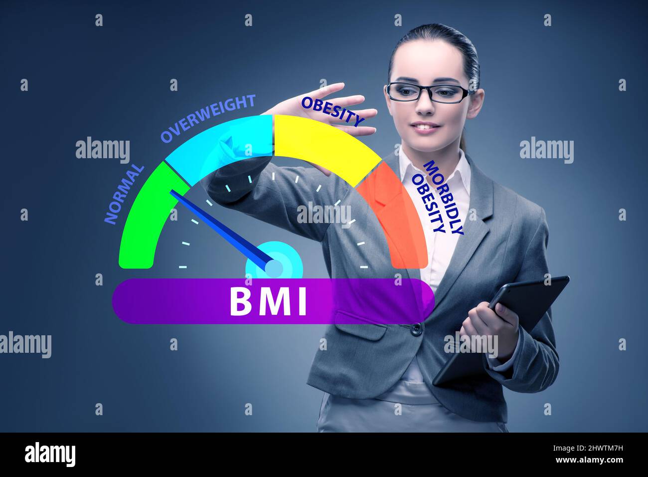 Concept of BMI - body mass index with the nutritionist Stock Photo - Alamy
