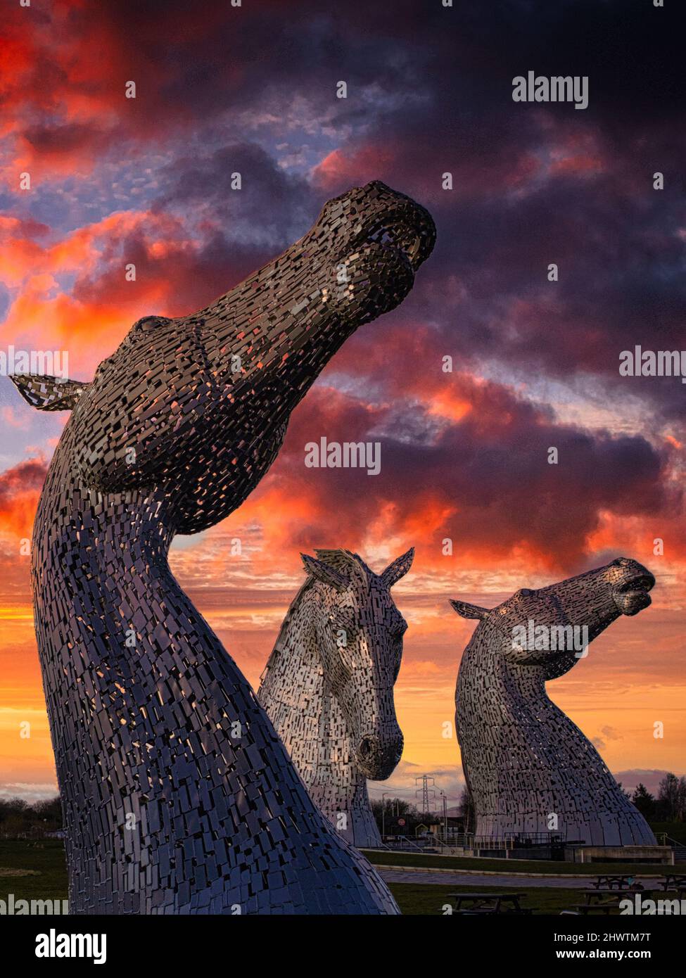 Three of the Kelpies on little one and the two larger ones in the ...