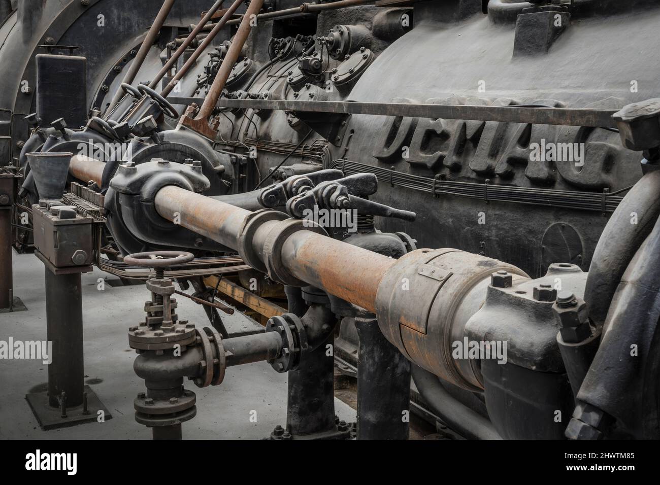 Detail of a historic stationary steam engine Stock Photo - Alamy