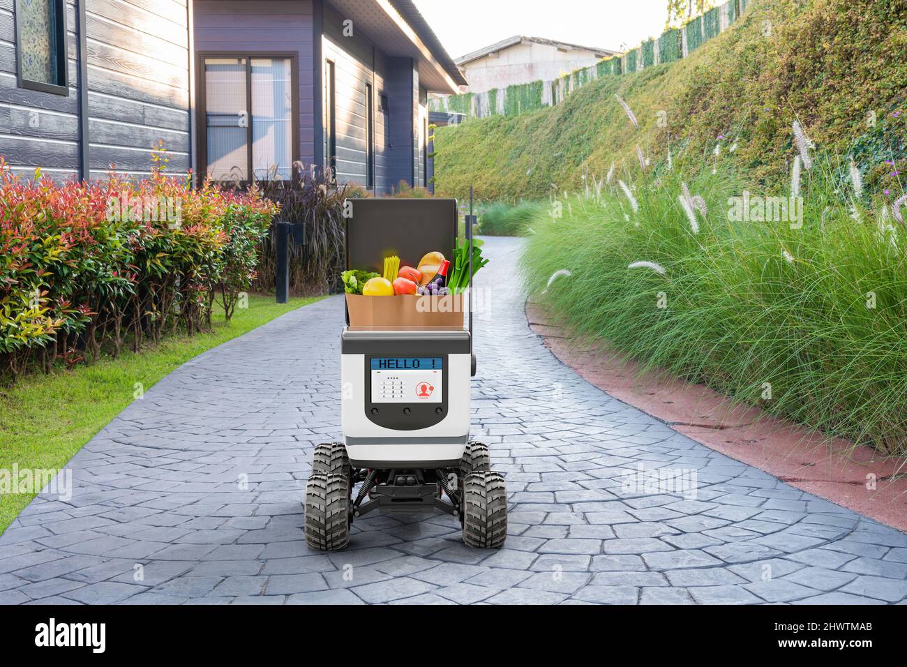 Autonomous robots deliver food to customers, Smart artificial ...