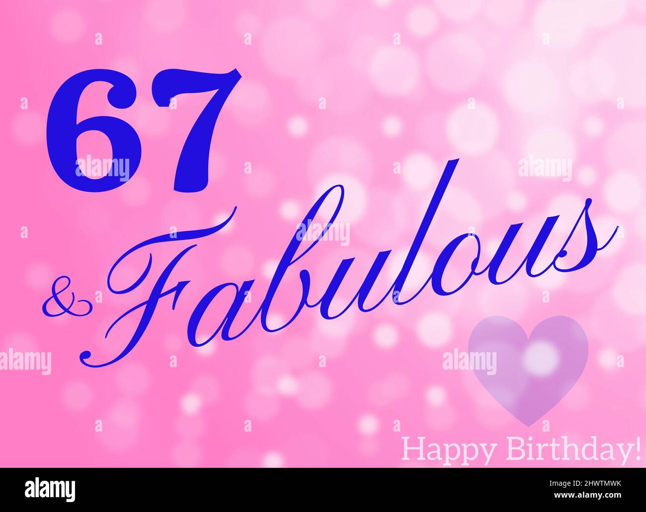 67th birthday card wishes illustration Stock Photo - Alamy