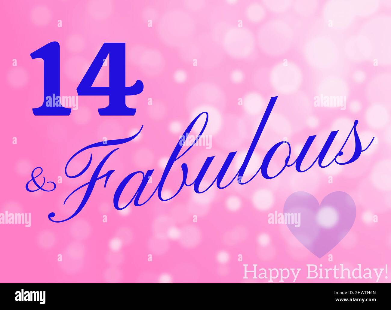 14th birthday card wishes illustration Stock Photo - Alamy