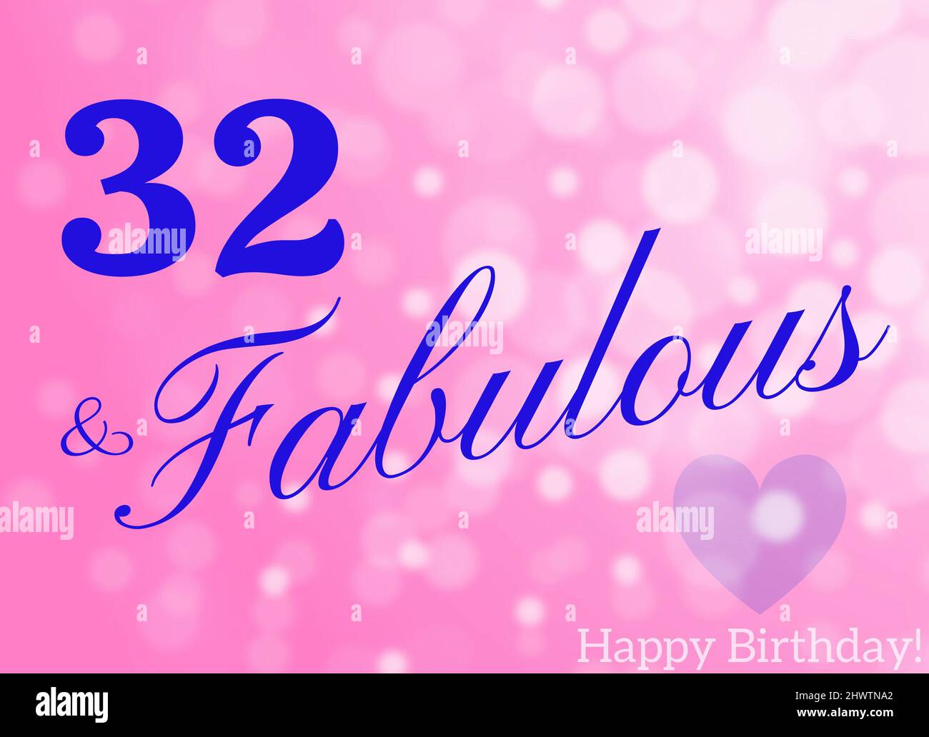 32nd birthday card wishes illustration Stock Photo - Alamy