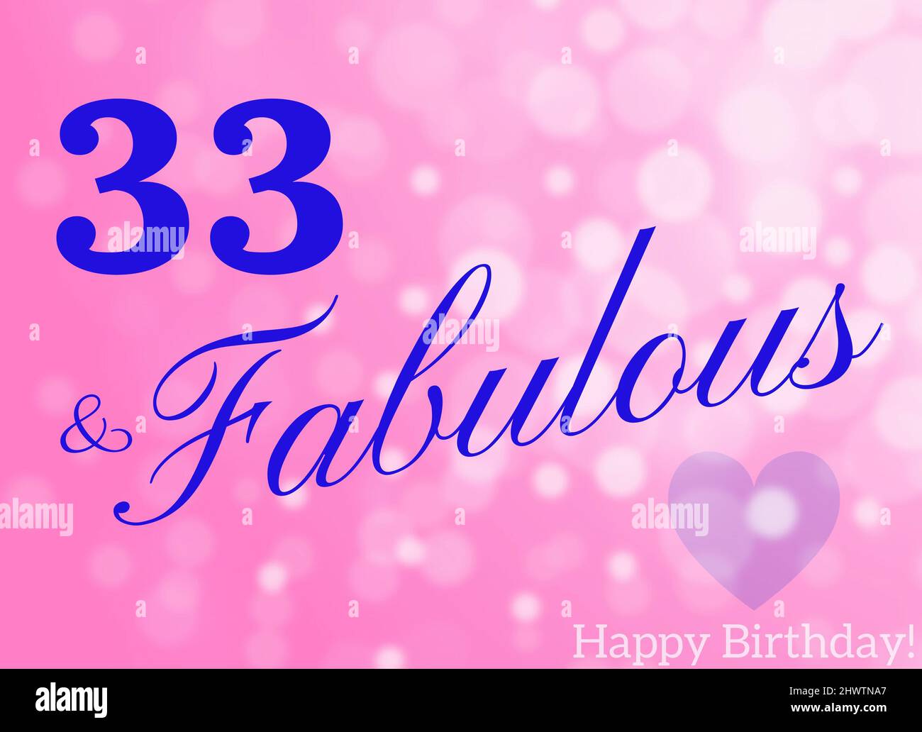 33rd birthday card wishes illustration Stock Photo - Alamy