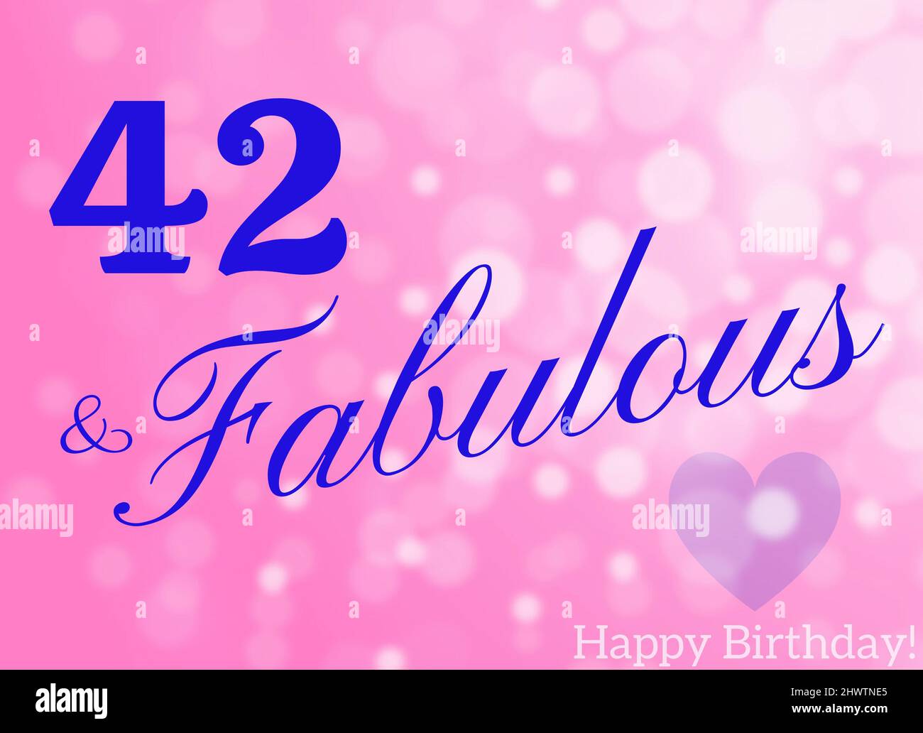 42nd birthday card wishes illustration Stock Photo - Alamy