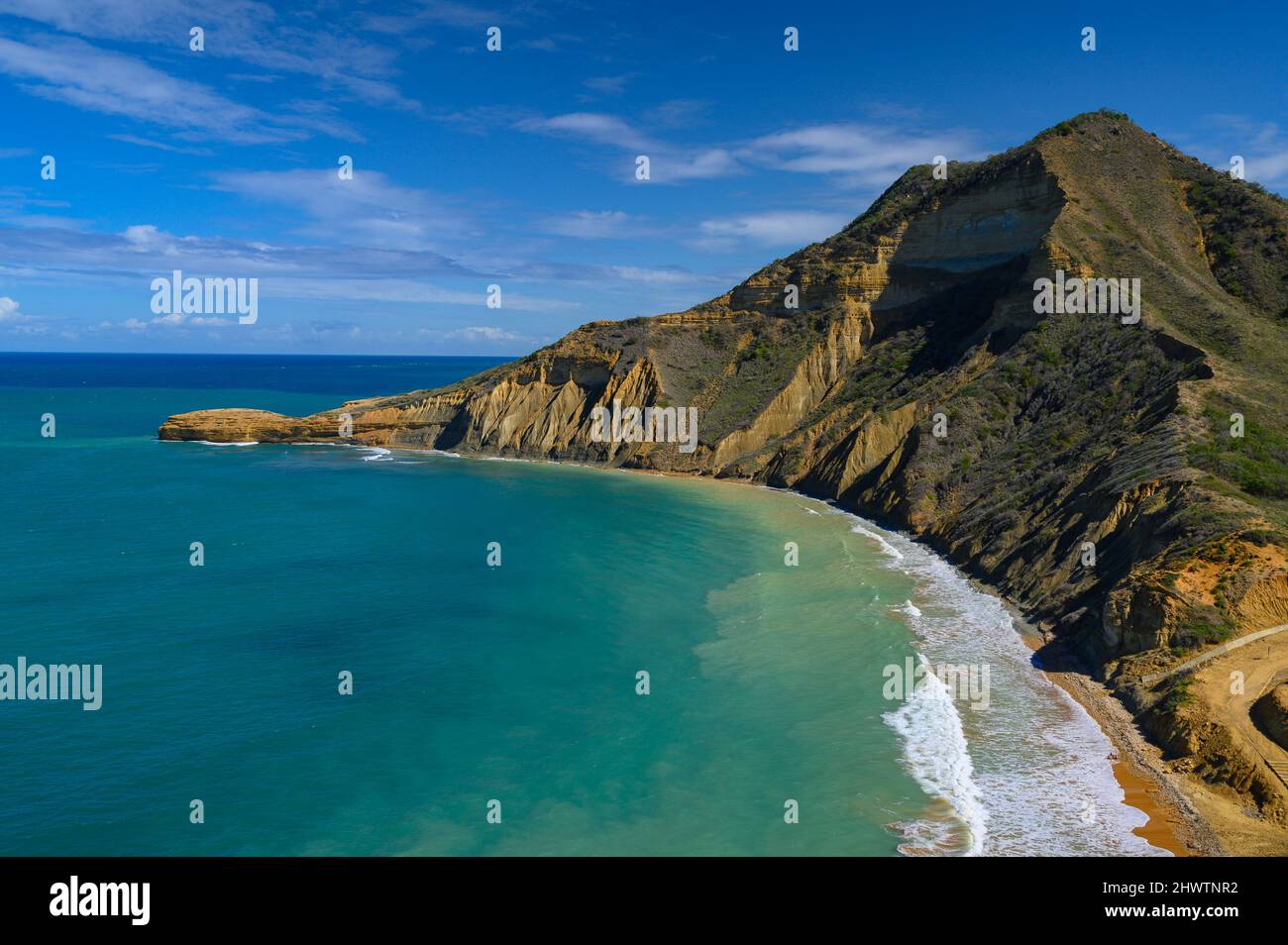 Mountain sea vista in carribbean coast. Cordillera view inside of ...